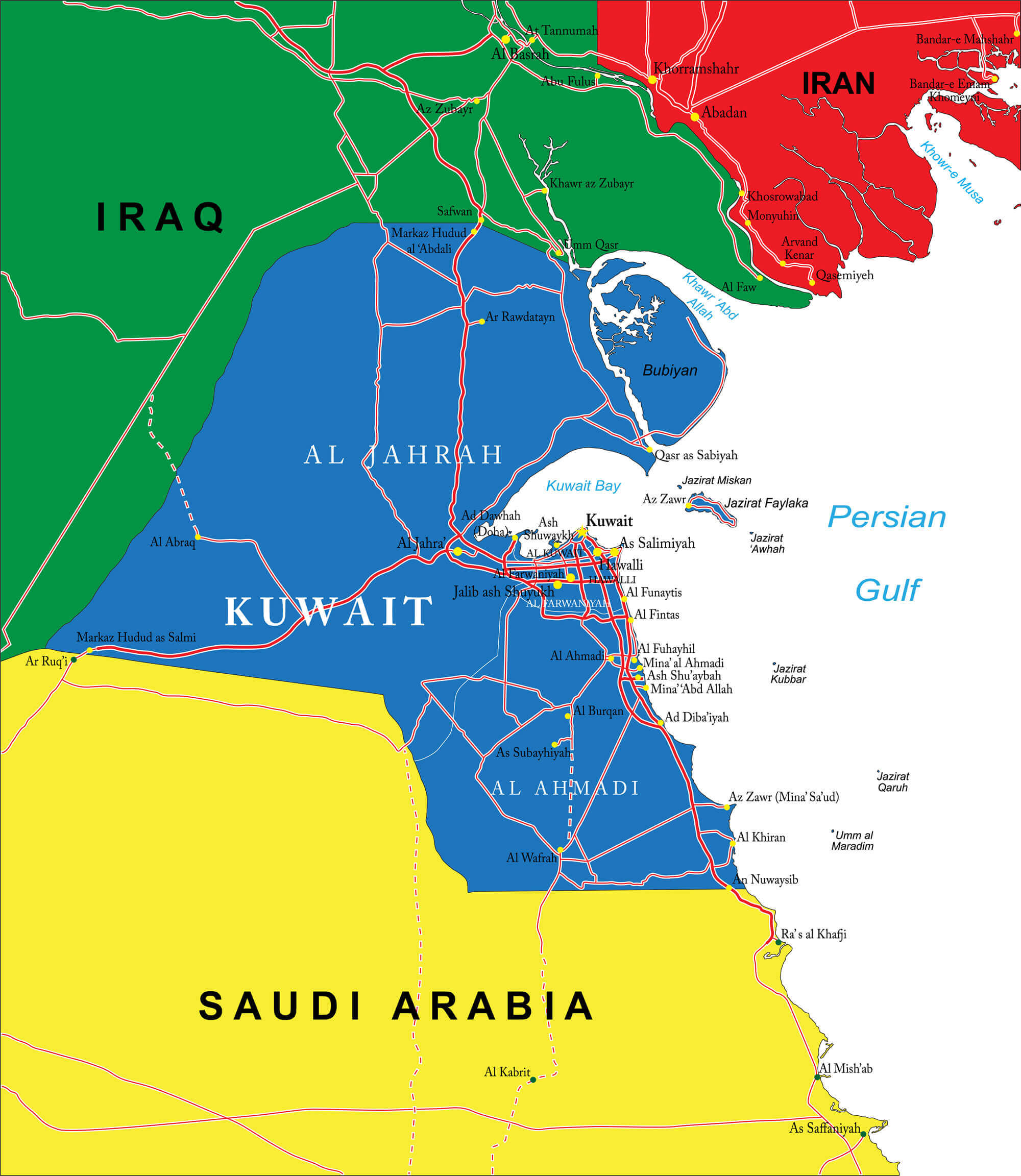 Kuwait Map Guide Of The World Kuwait Map Guide Of The World
