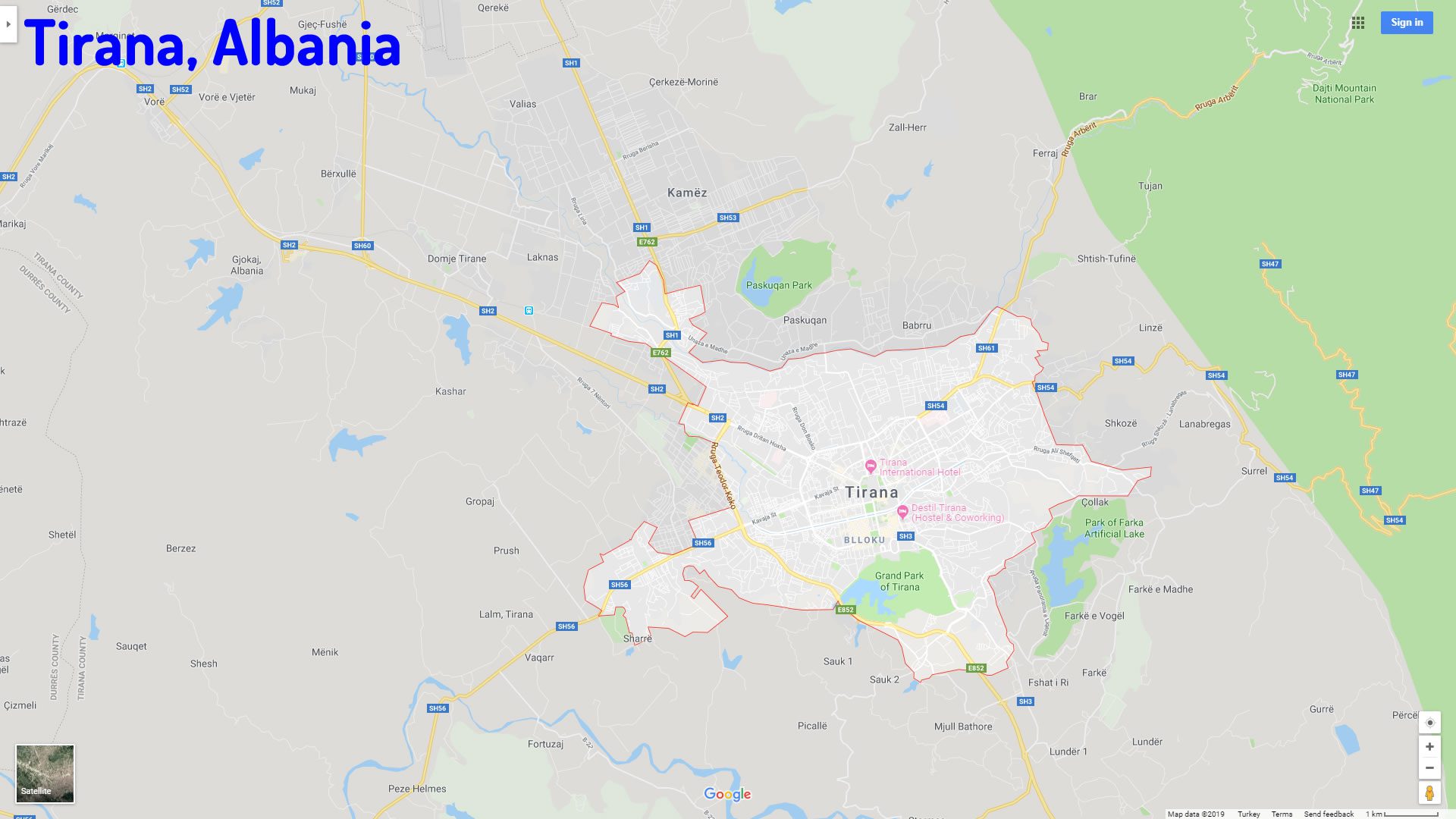 Tirana Map - Guide of the World