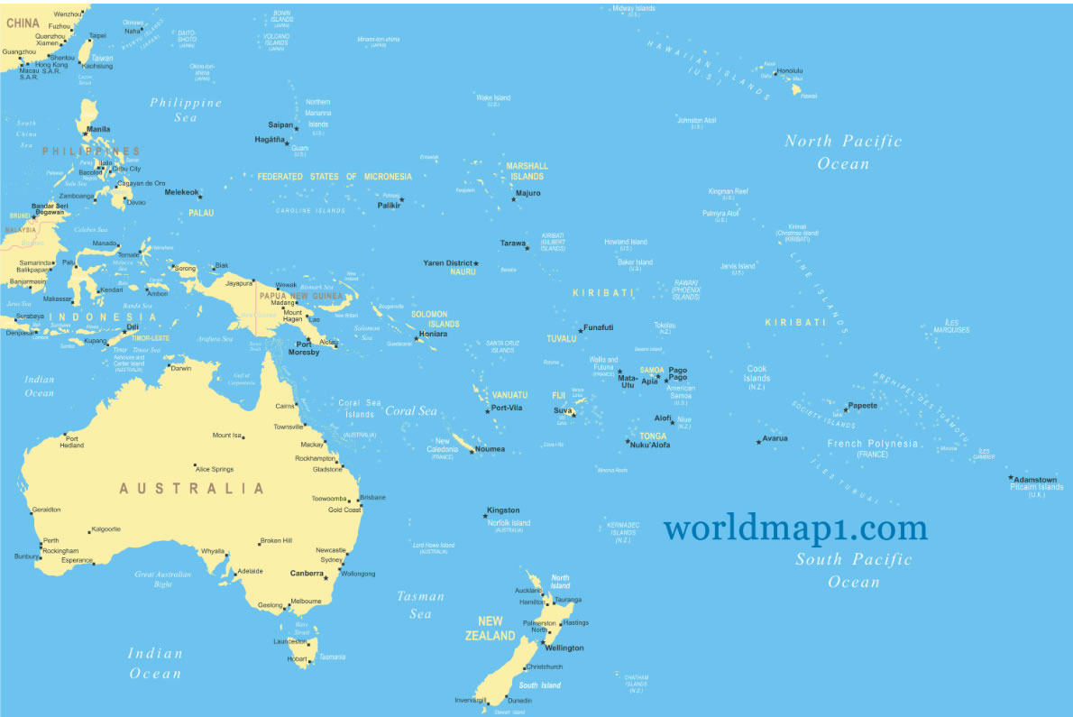 Map of Oceania - Guide of the World