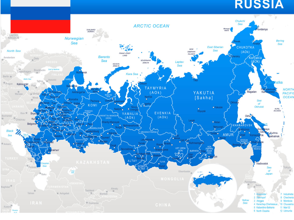 Russia Map - Guide of the World