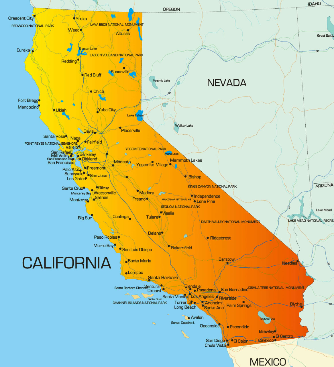 Show A Map Of California