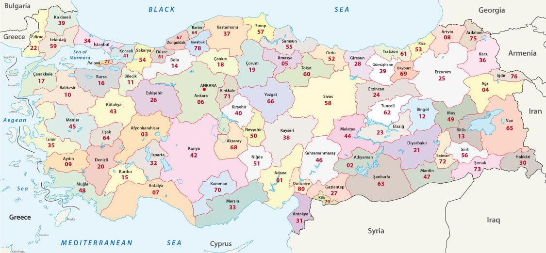 Turkey Map Guide Of The World