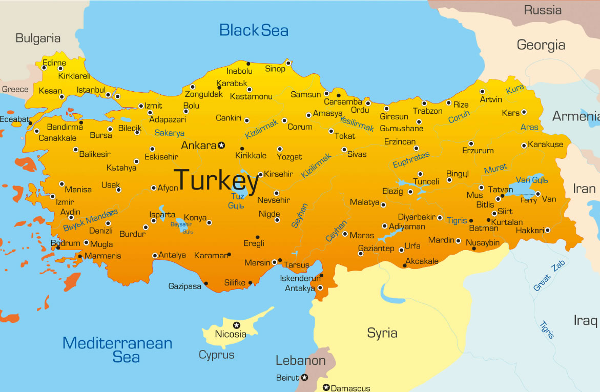 Turkey Map - Guide of the World