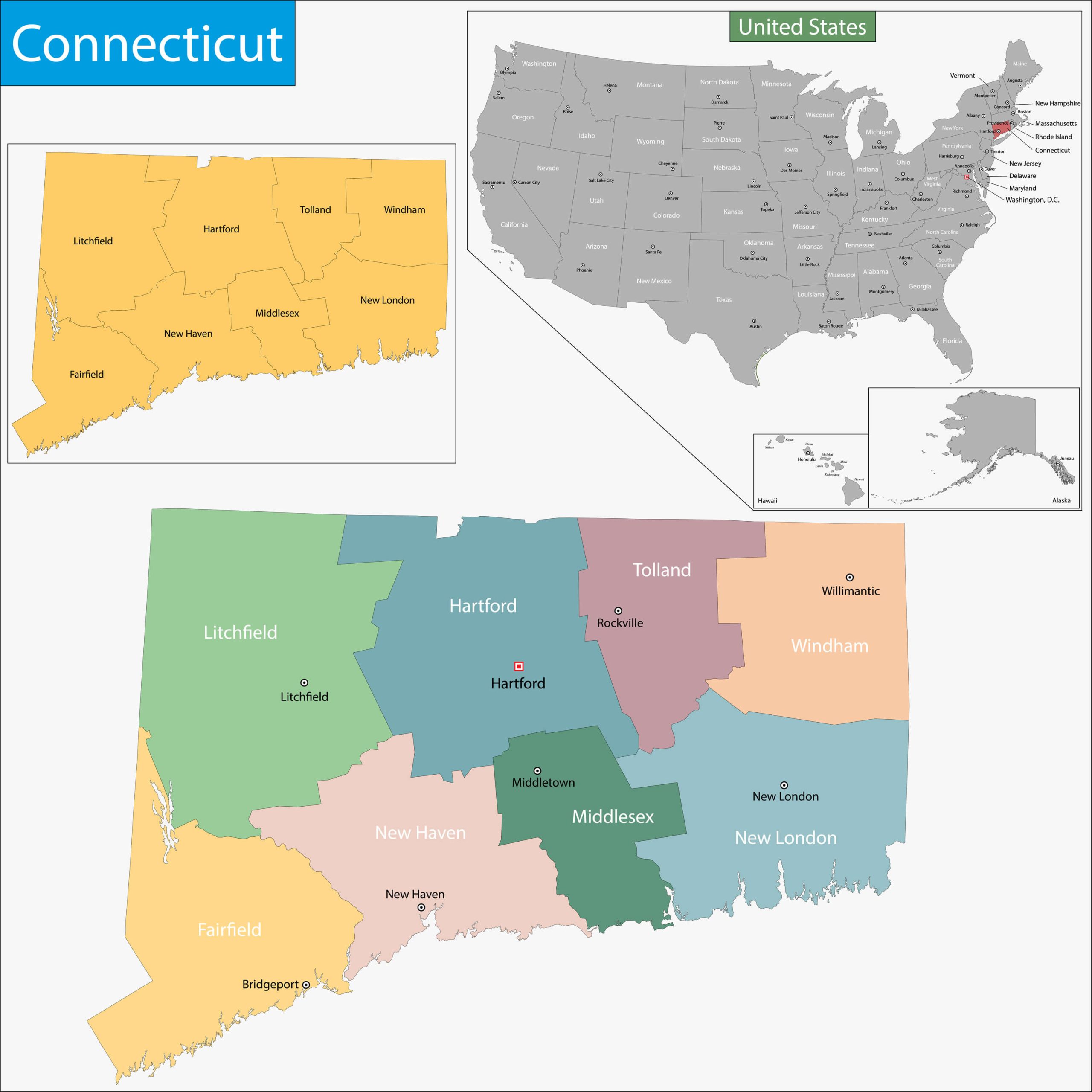 Connecticut Map - Guide of the World