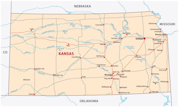 Map of Kansas - Guide of the World