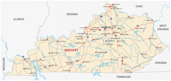 Map of Kentucky - Guide of the World