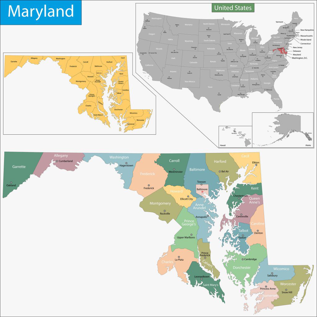 Map of Maryland - Guide of the World