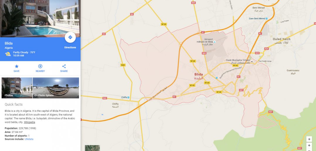 Blida Map - Guide of the World