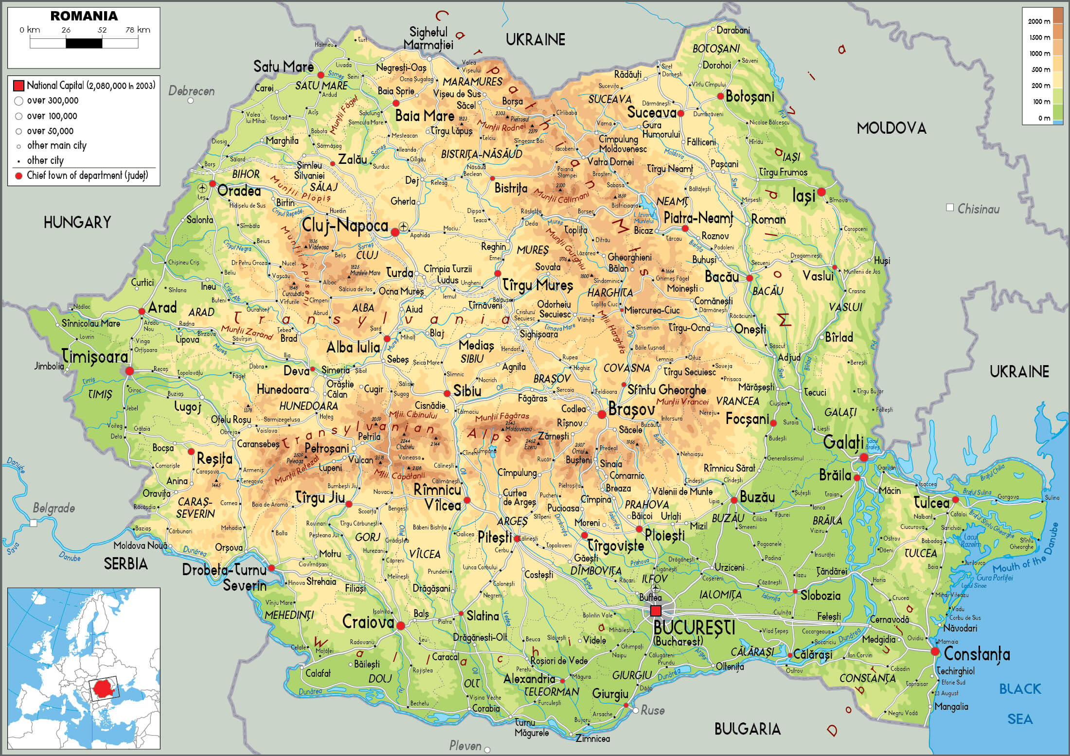 Romania Map - Guide of the World