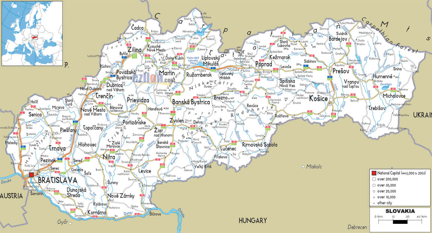 Slovakia Map - Guide of the World