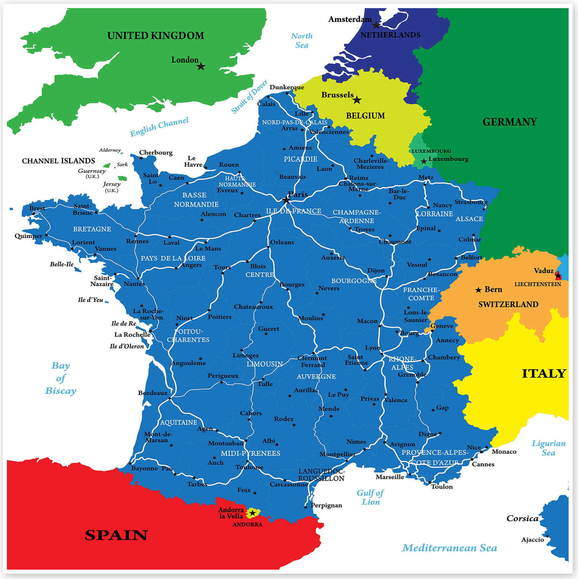 France Political Map - Guide of the World