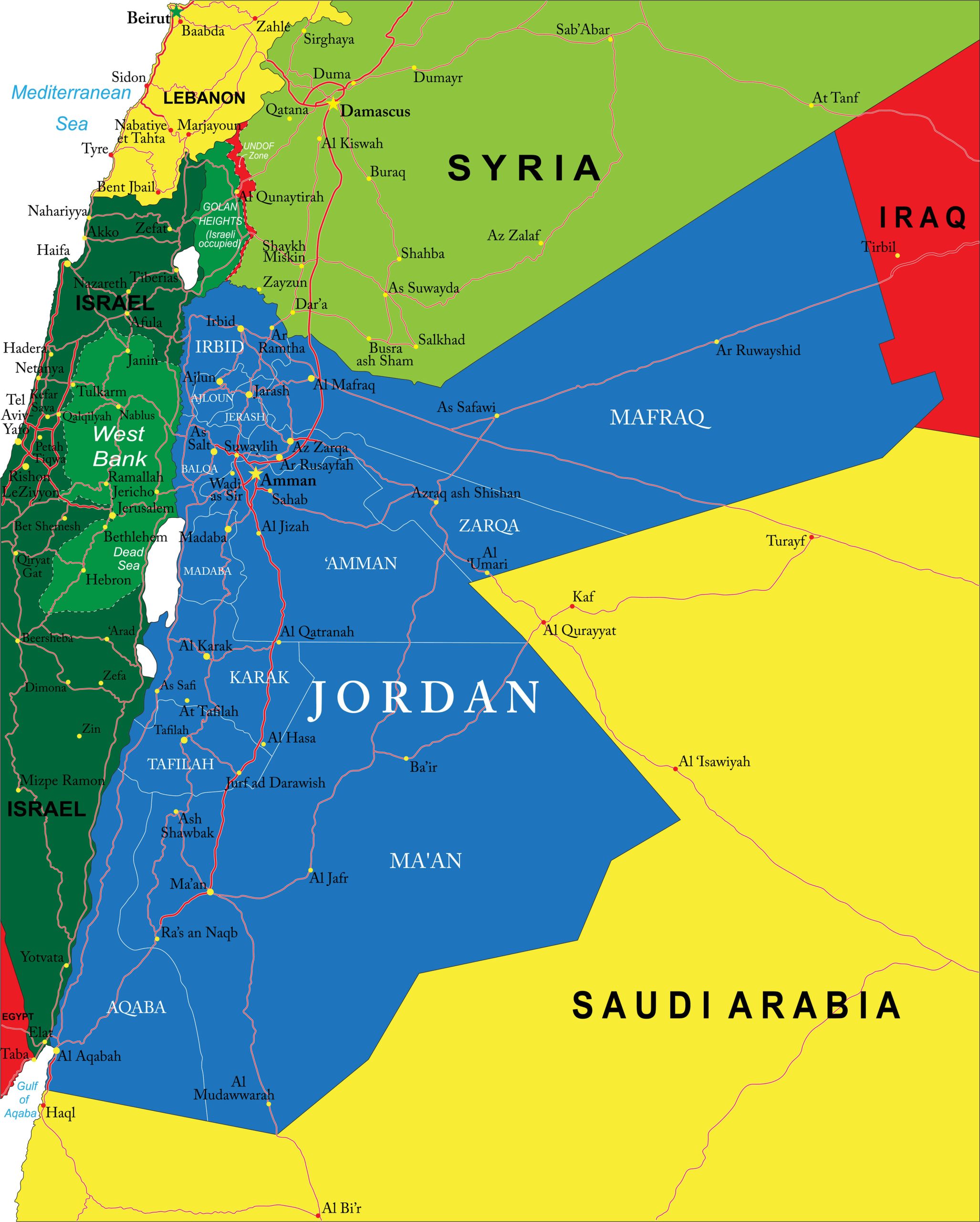 Jordan Map - Guide of the World