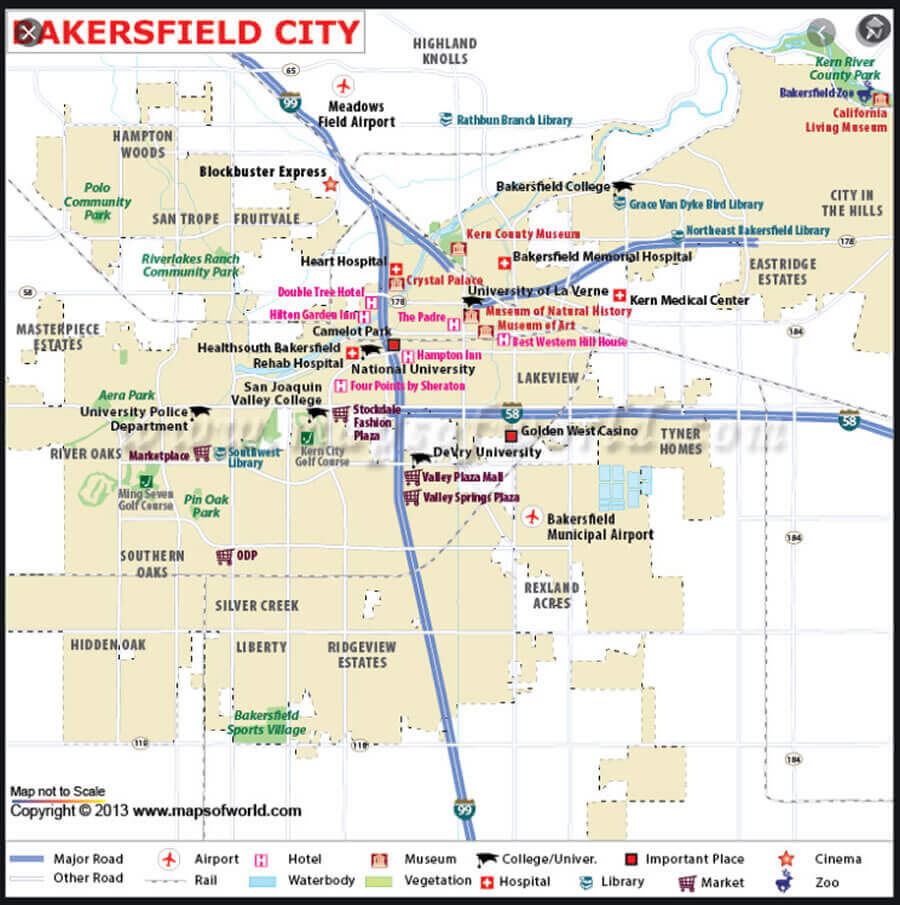 Bakersfield Map: Where is Bakersfield, Location and Directions in ...