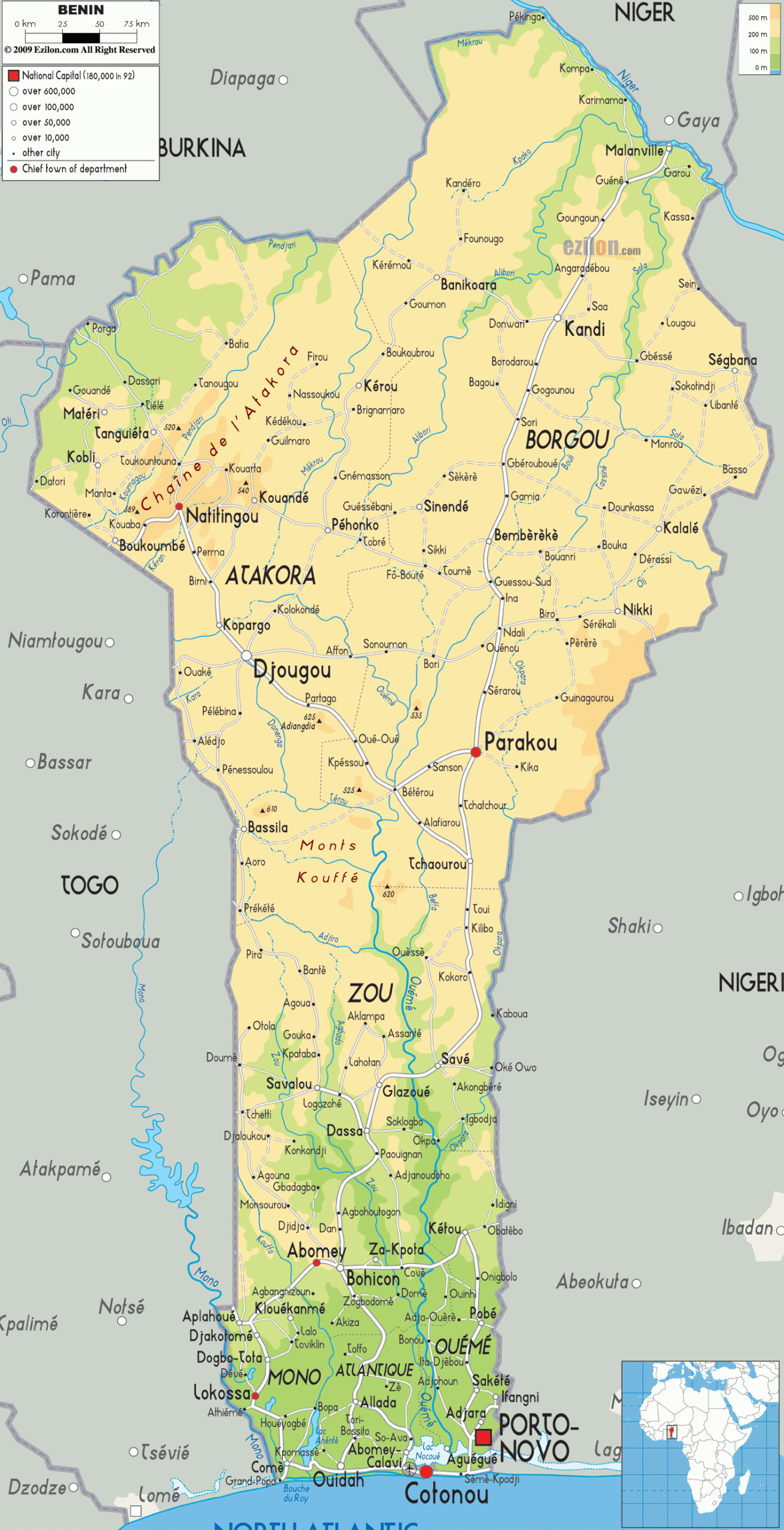 Benin Map - Guide of the World