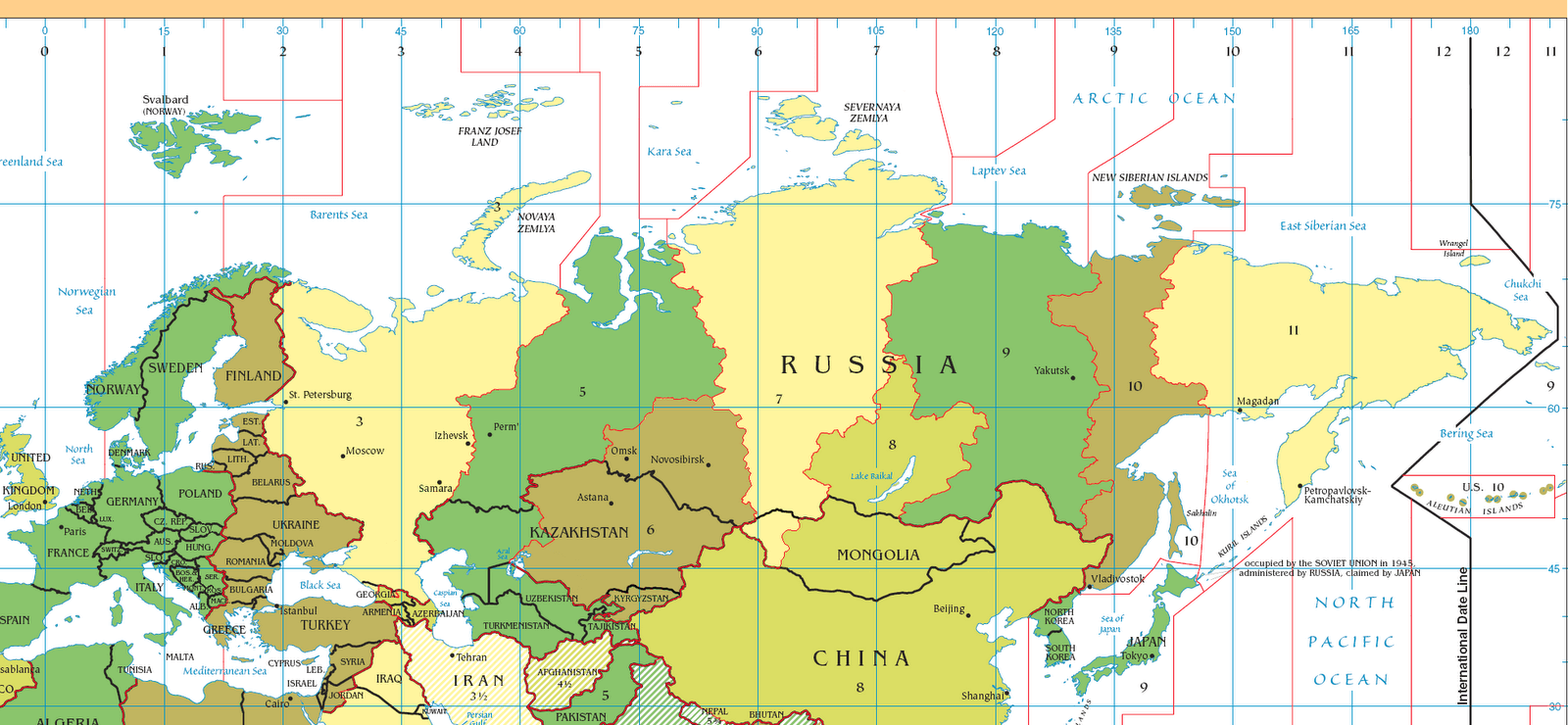 Russia Time Zone Map - Guide of the World