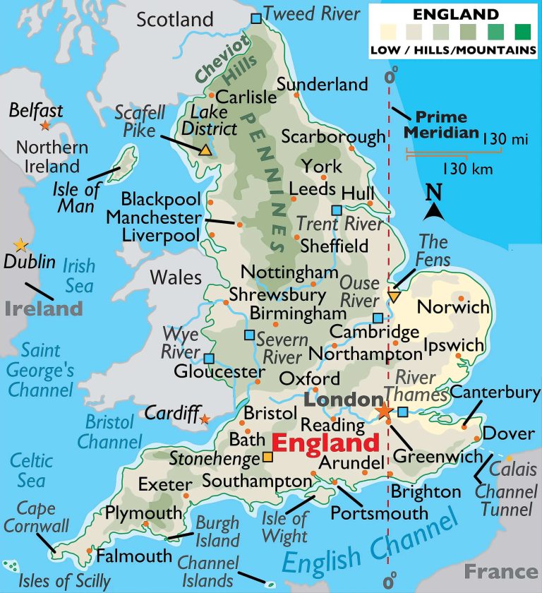 England Cities Map - Guide of the World