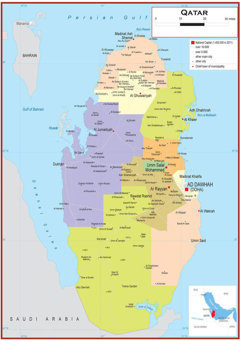Qatar Political Map - Guide of the World