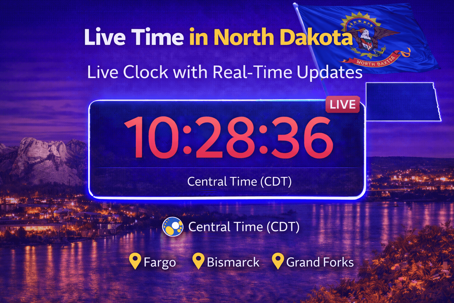 Live Time in North Dakota - Live Clock with Real-Time Updates - Guide ...
