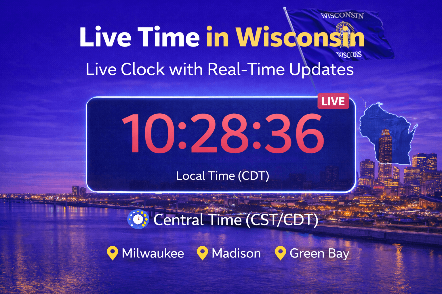 Live Time in Wisconsin - Live Clock with Real-Time Updates - Guide of ...