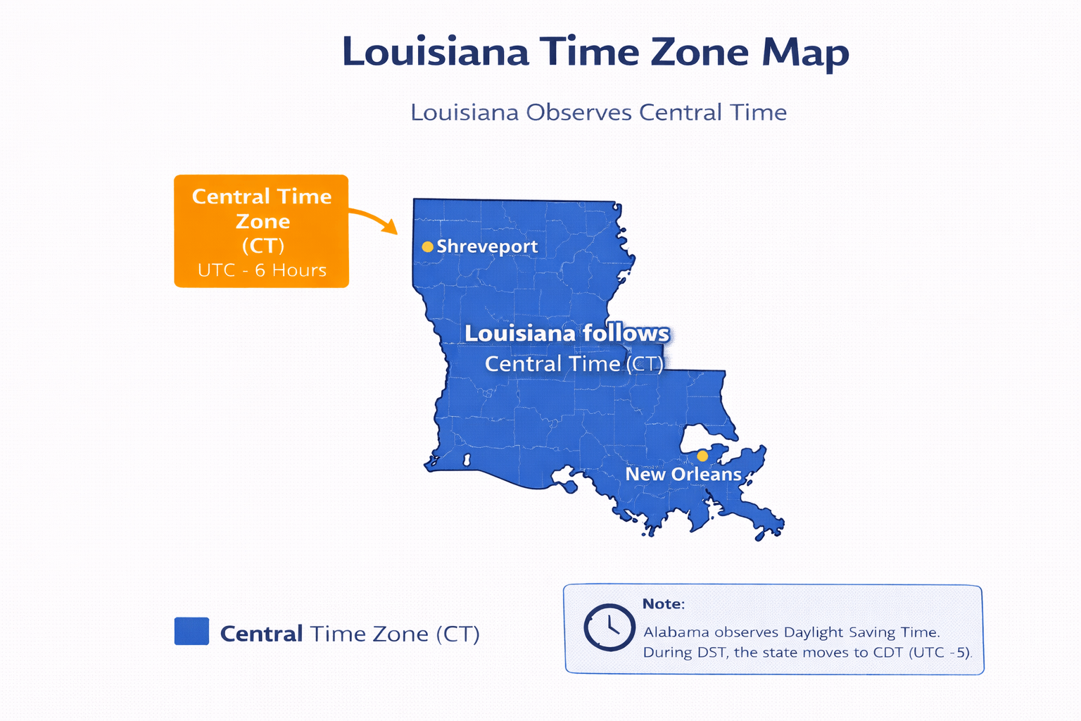 Louisiana Time Zone Map - Guide of the World