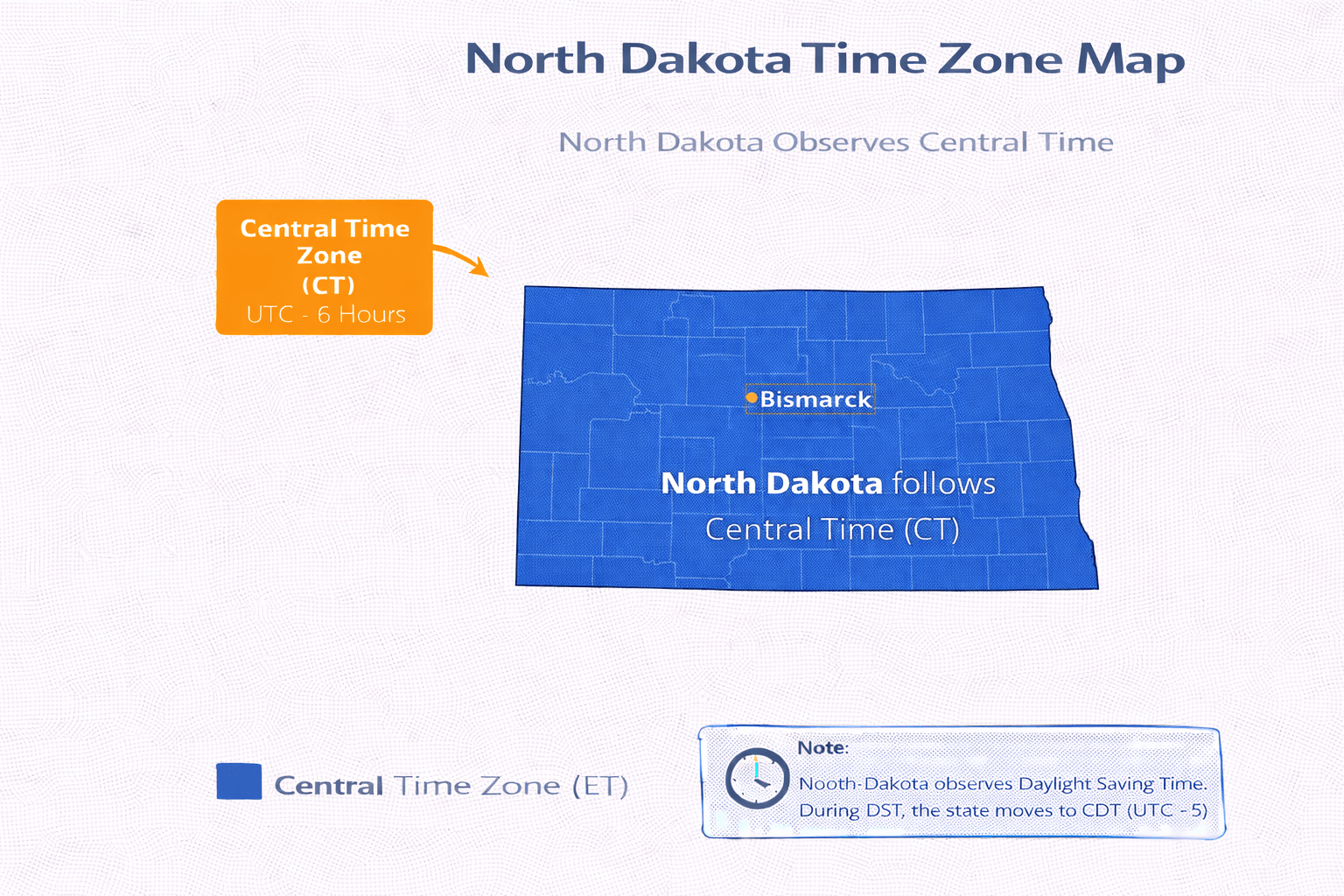 North Dakota Time Zone Map - Guide of the World