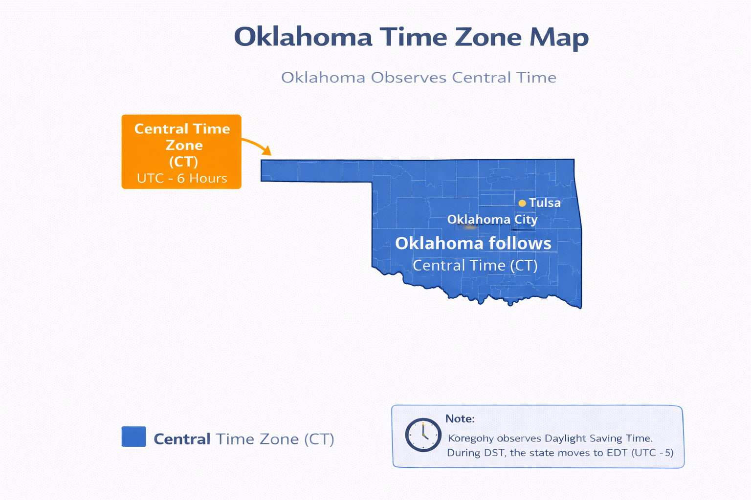 Oklahoma Time Zone Map - Guide of the World