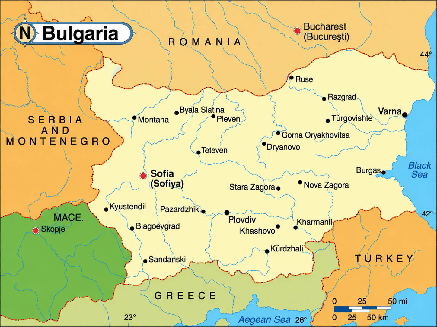 Bulgaria Cities Map - Guide of the World