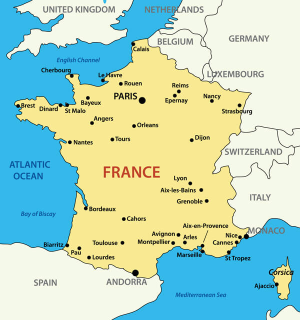 Map Of France With Major Cities